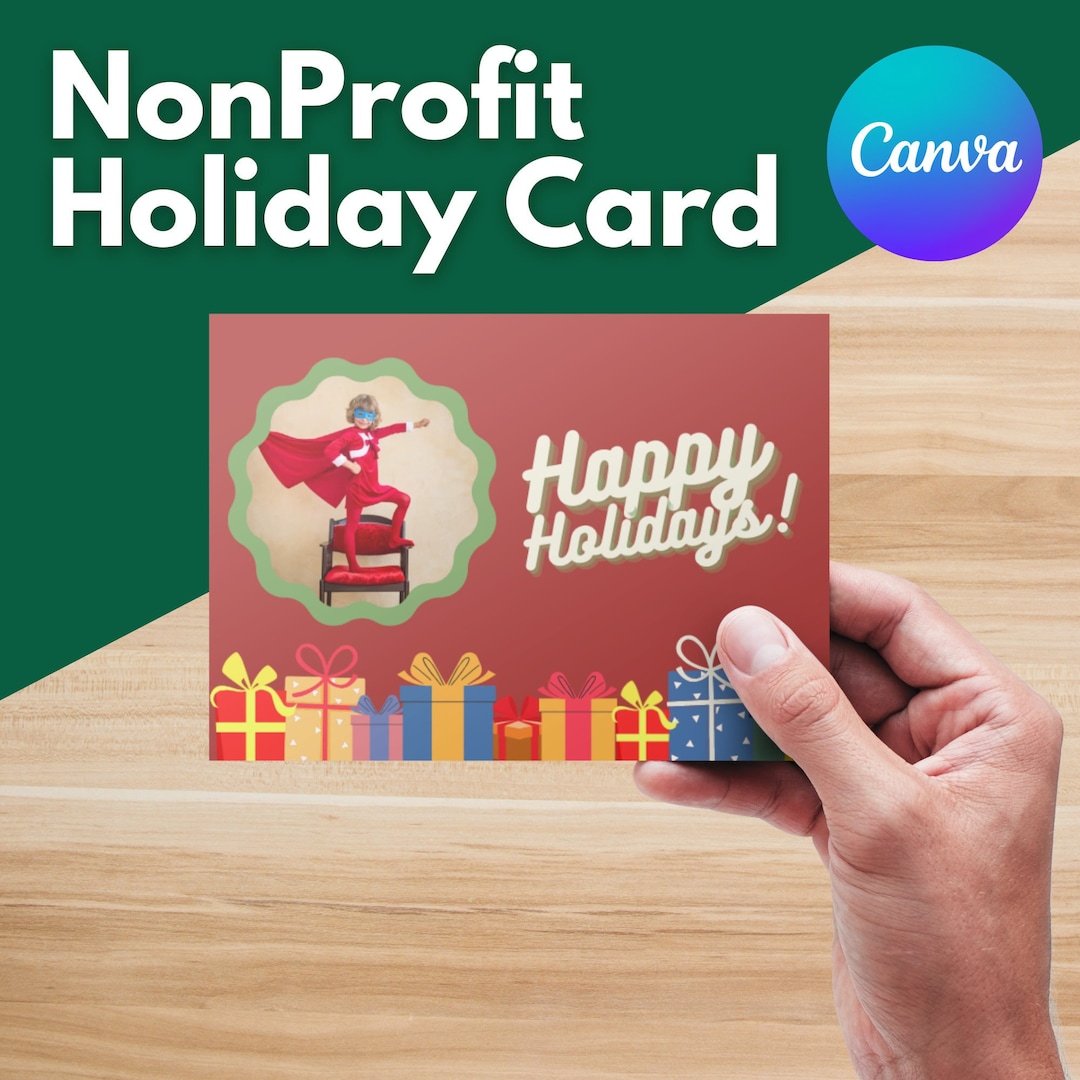 NONPROFIT HOLIDAY CARD Template - Nonprofit Canva Template, Christmas ...