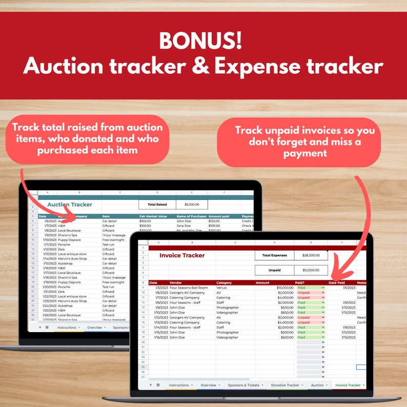 FUNDRAISING EVENT TRACKER - Event Budget, Event Plan, Google Sheets ...