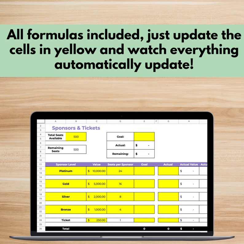 EVENT SPONSOR TRACKER - Fundraising Event Template, Nonprofit Event ...