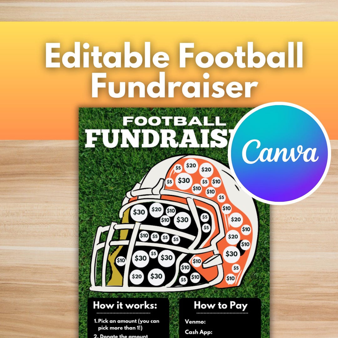 Football Fundraiser Template – Editable Canva Flyer & Donation Tracker ...