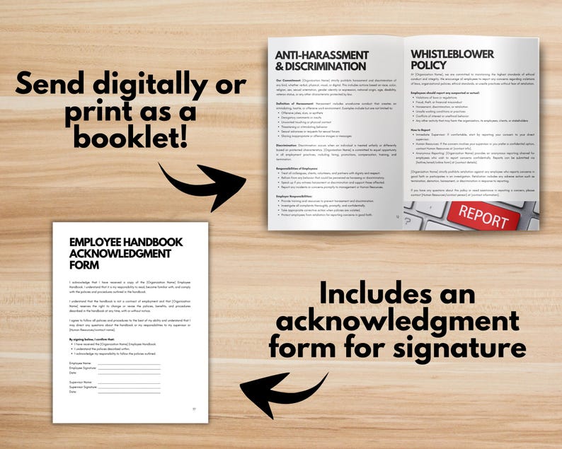 Editable Employee Handbook Template: HR Manual for Staff Onboarding ...