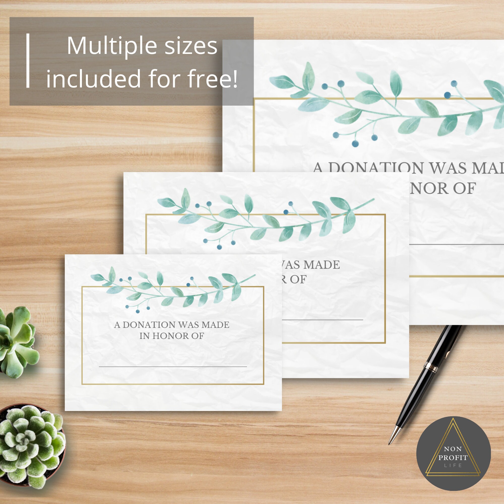 A Donation Was Made in Honor Of, Printable Card - Etsy