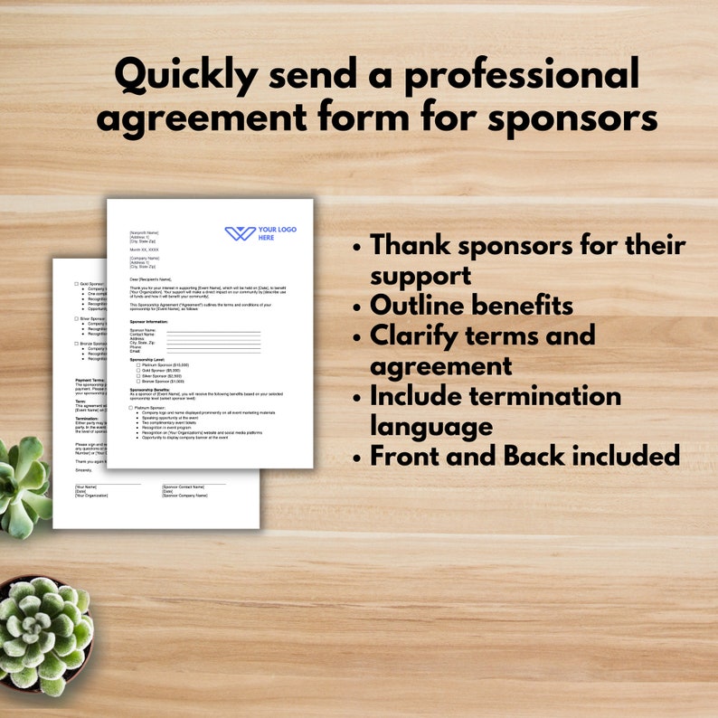 EVENT SPONSOR AGREEMENT Form Template - Nonprofit Event, Sponsorship ...