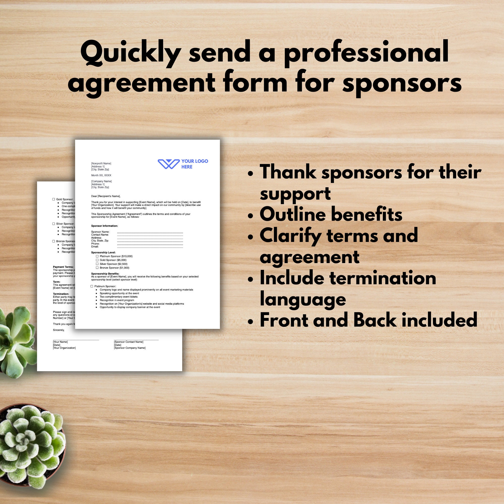 EVENT SPONSOR AGREEMENT Form Template - Nonprofit Event, Sponsorship ...