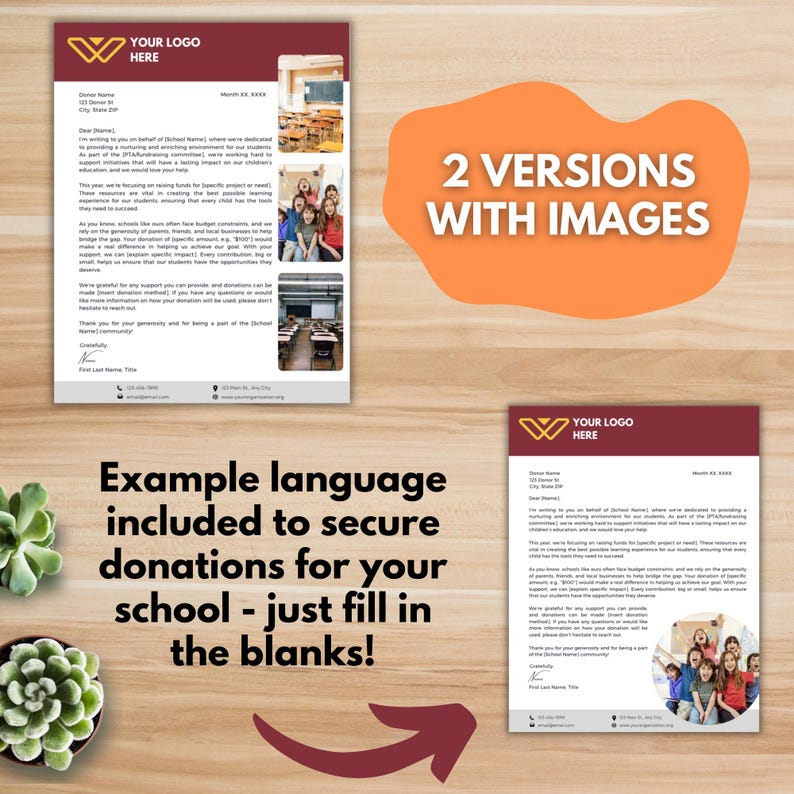 School Fundraising Donation Letter Template – Editable Canva Design ...