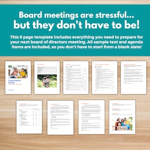 BOARD MEETING PACKET Template - Board of Directors, Nonprofit Template ...