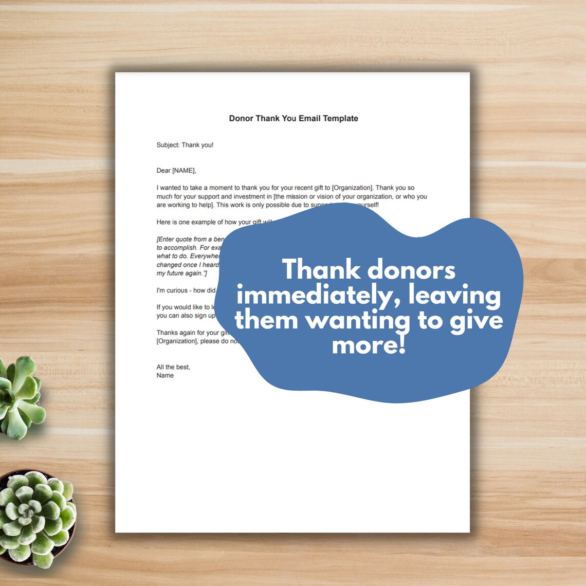 DONOR THANK YOU Email Template - for Gmail or Outlook, Donor ...