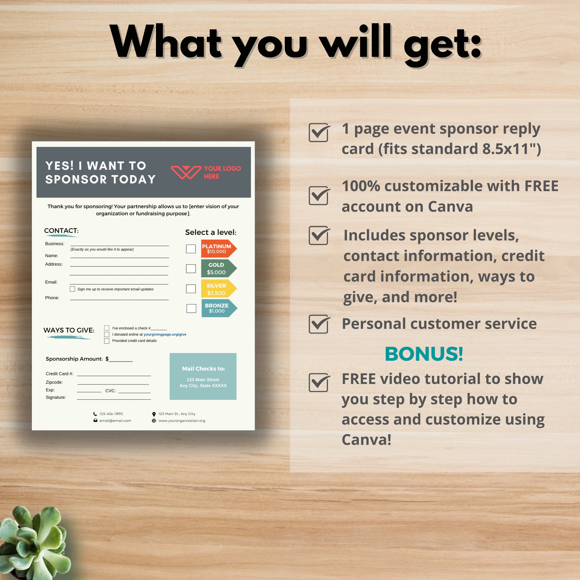 EVENT SPONSOR REPLY Card Template - Canva Template, Editable ...