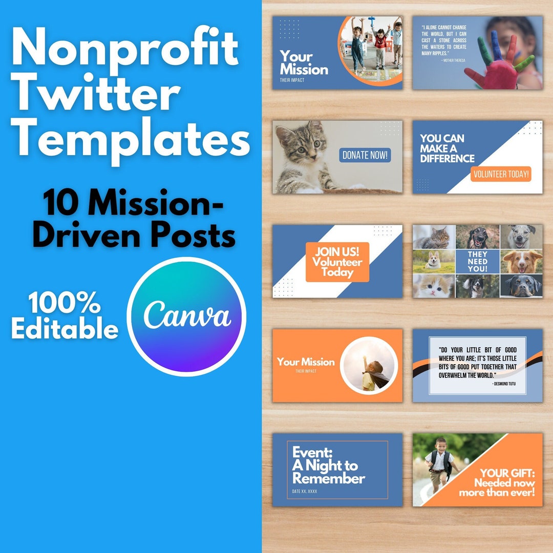 NONPROFIT TWITTER TEMPLATES - Canva Template, Editable, Nonprofit ...