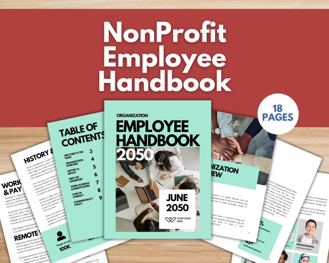 Nonprofit Employee Handbook Template – Editable Canva HR Manual for ...