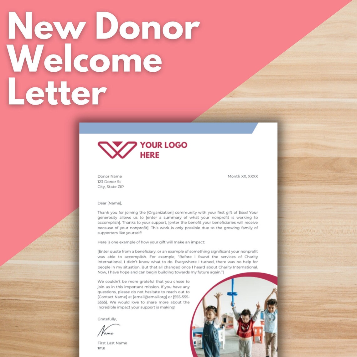 NEW DONOR WELCOME Letter - Canva Template, Customizable, Editable ...