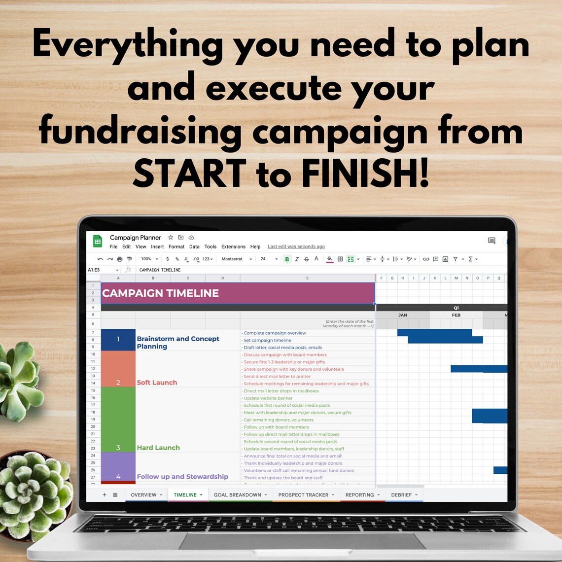 CAMPAIGN PLANNING WORKBOOK - Google Sheets Template, Nonprofit Template ...