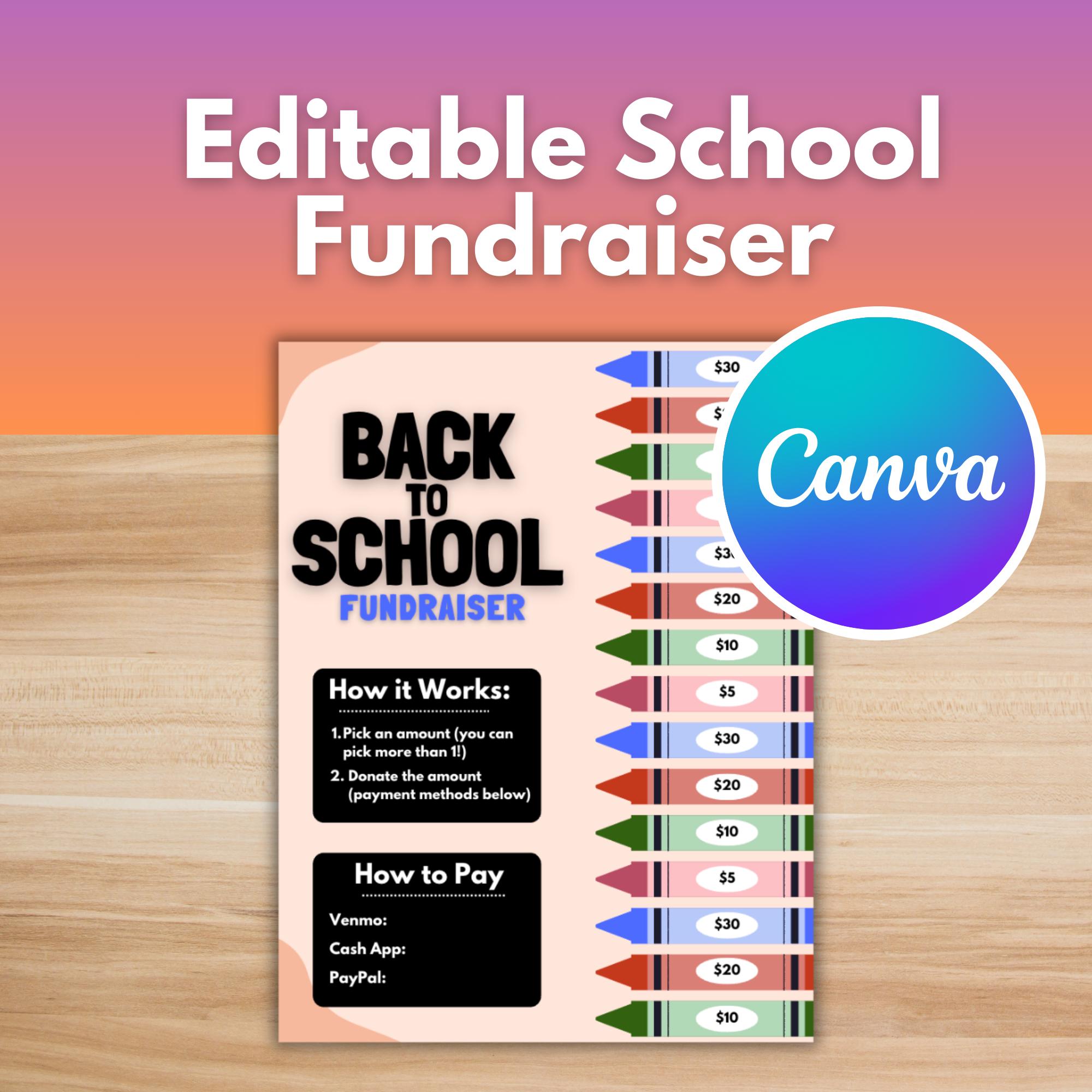 School Fundraiser Template - Editable Canva Donation Tracker (digital ...