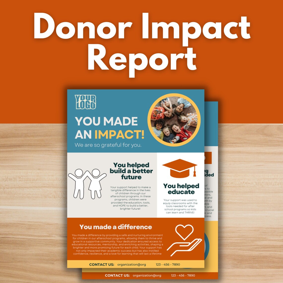 DONOR IMPACT REPORT Template Canva Template, Editable, Donor Report ...