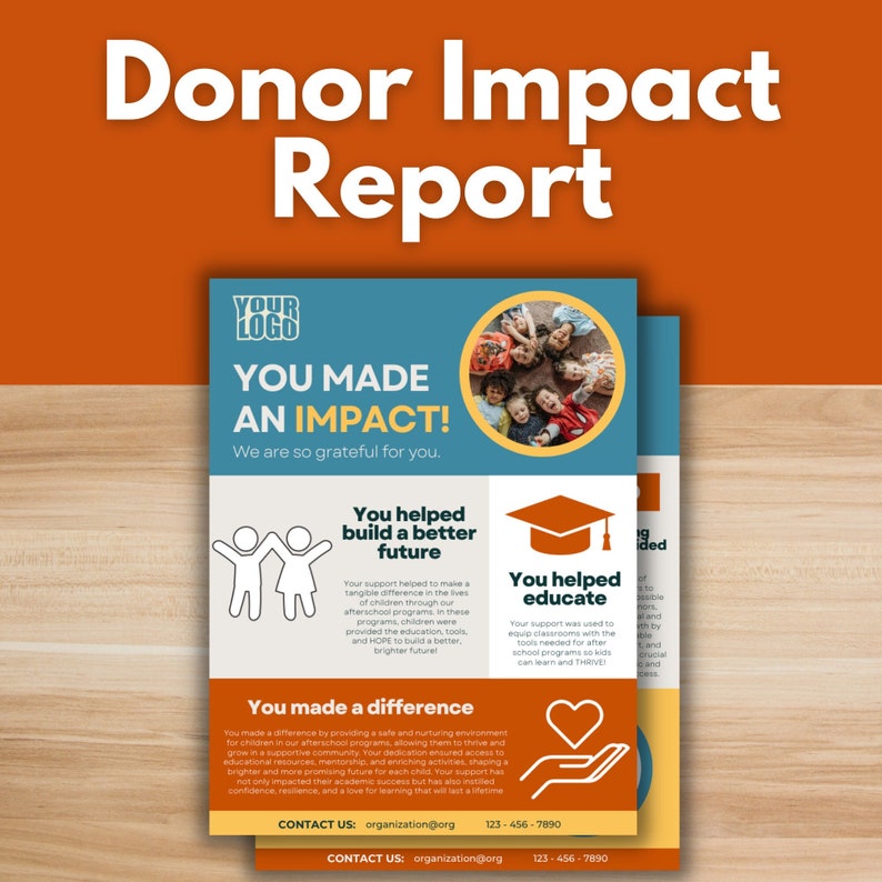 DONOR IMPACT REPORT Template - Canva Template, Editable, Donor Report ...
