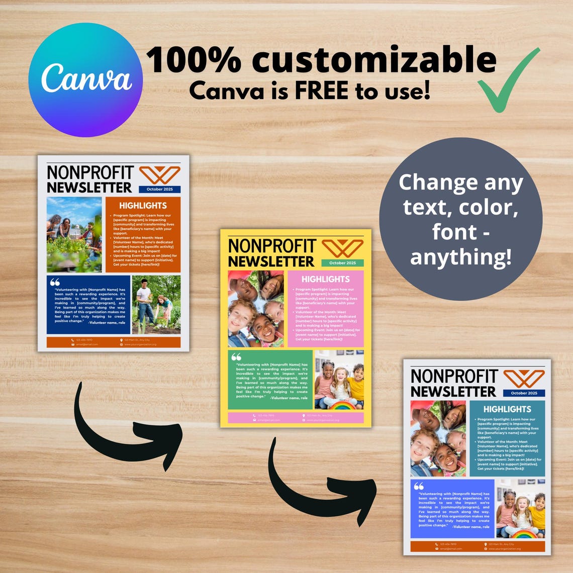 Nonprofit Newsletter Template - Editable Canva Layout (digital Download ...