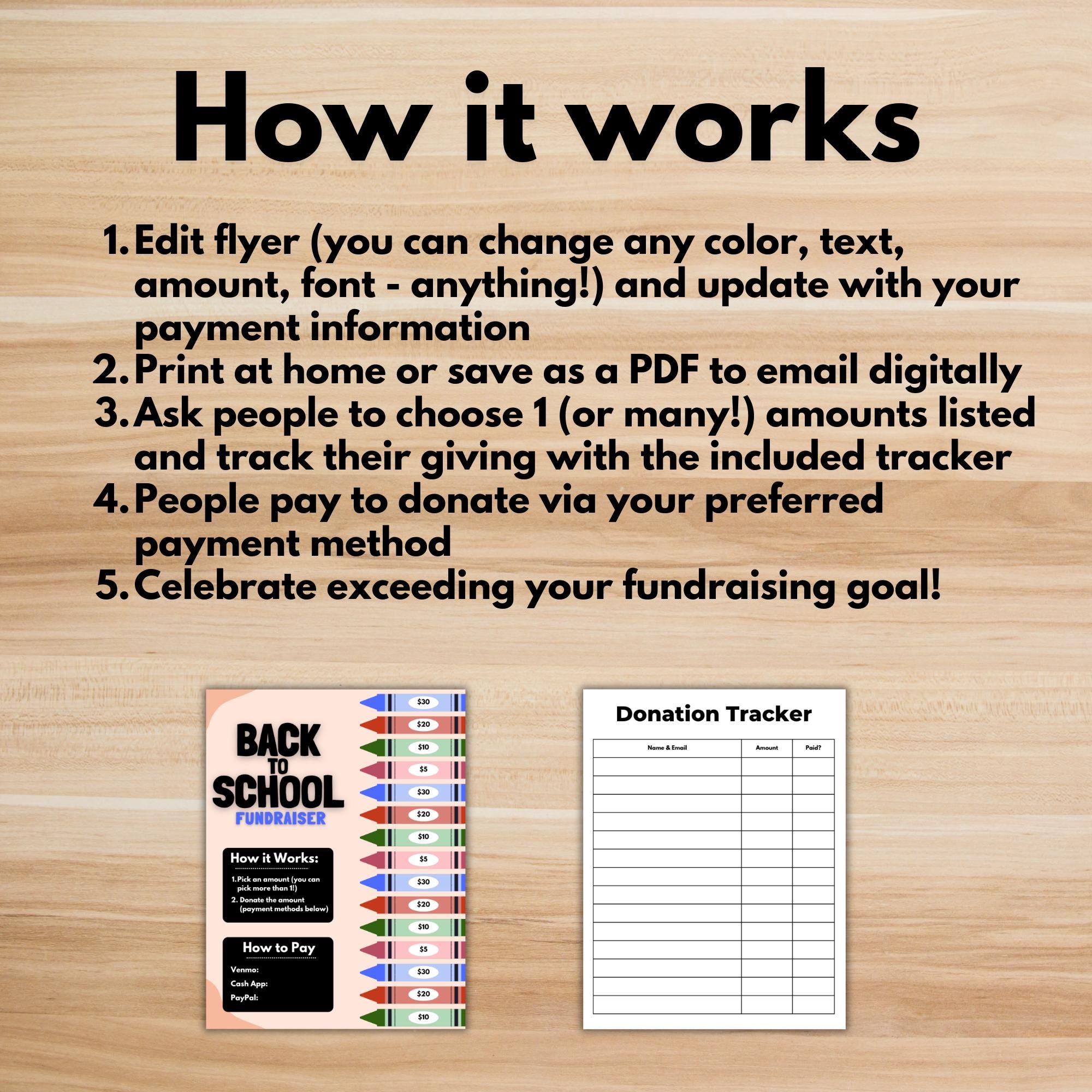 SCHOOL FUNDRAISER TEMPLATE - Editable Canva, Donation Tracker, School ...