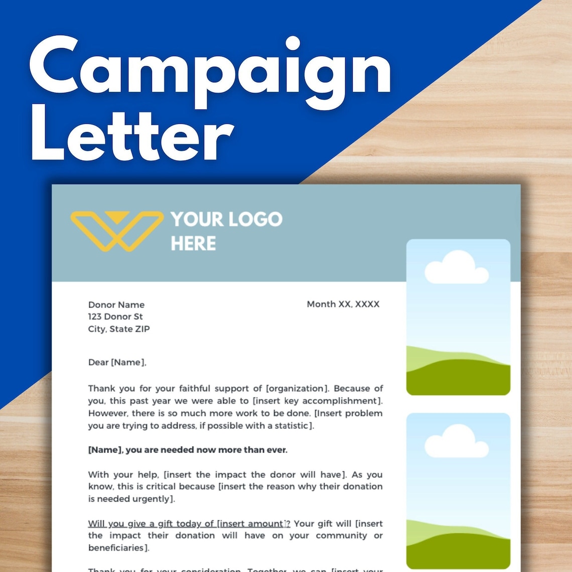 CAMPAIGN LETTER TEMPLATE Canva Template, Solicitation Letter, Nonprofit ...