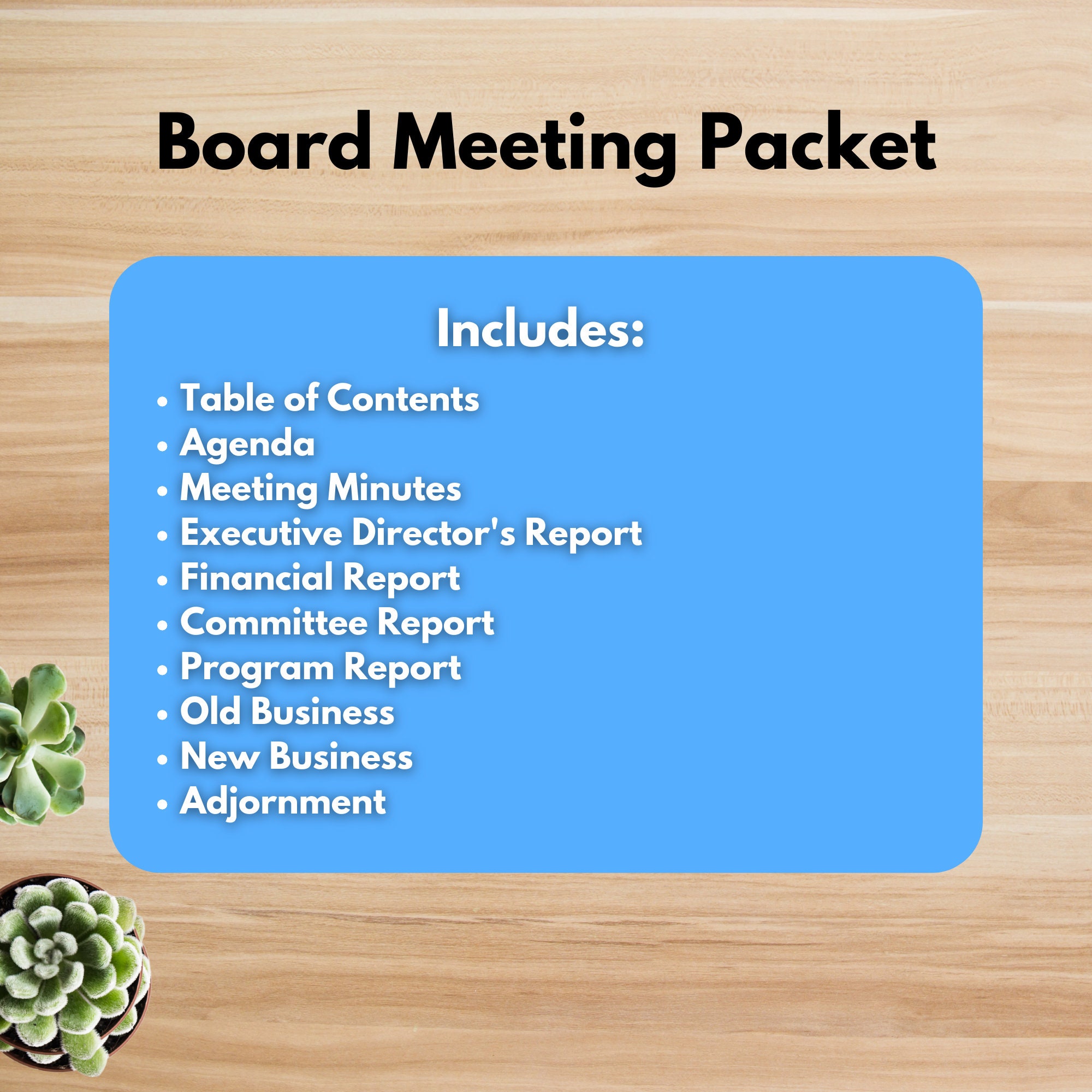 BOARD MEETING PACKET Template - Canva, Board of Directors, Meeting ...