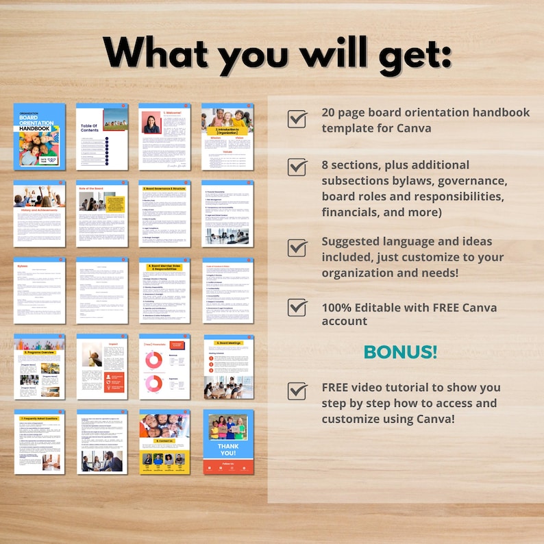 Nonprofit Board Orientation Handbook Template - Canva Editable - Etsy