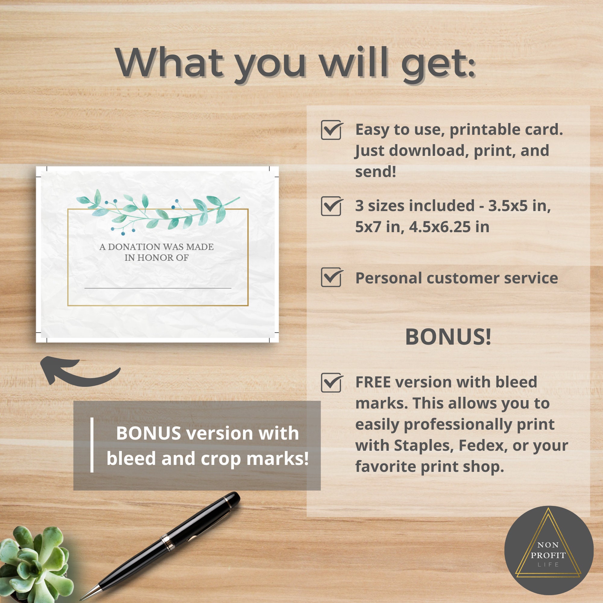 A Donation Was Made in Honor Of, Printable Card - Etsy
