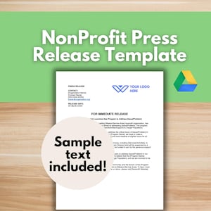 NONPROFIT PRESS RELEASE Template - Charity Press Release, Nonprofit ...