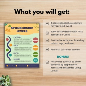 SPONSORSHIP LEVEL OVERVIEW Template - Canva Template, Editable ...