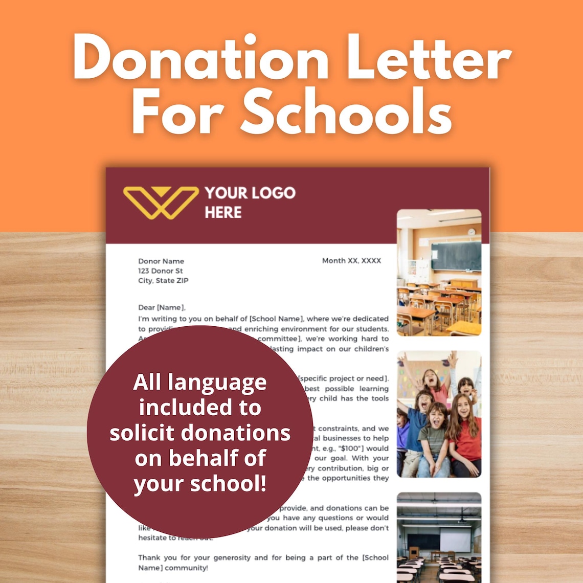 School Fundraising Donation Letter Template – Editable Canva Design ...