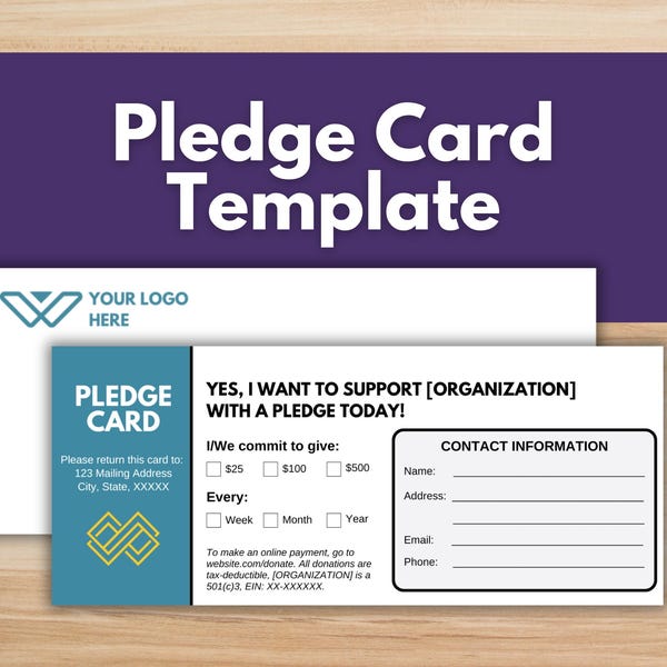 Pledge Card Templates - Etsy