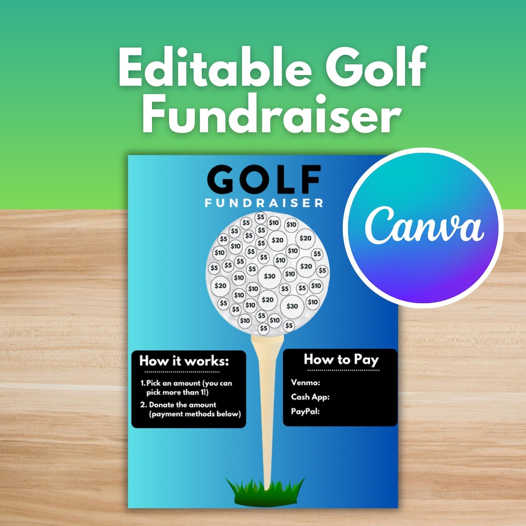 GOLF FUNDRAISER TEMPLATE - Editable Canva Template, Donation Tracker ...