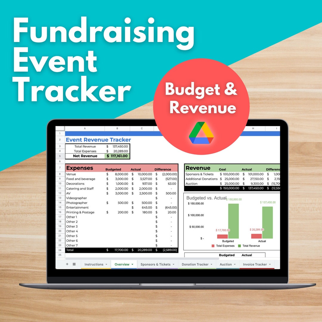 FUNDRAISING EVENT TRACKER - Event Budget, Event Plan, Google Sheets ...