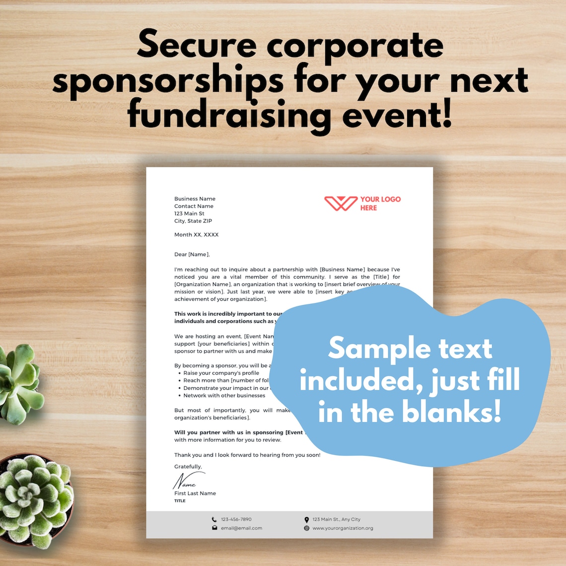 EVENT SPONSORSHIP LETTER Template - Canva Template, Event Sponsor ...