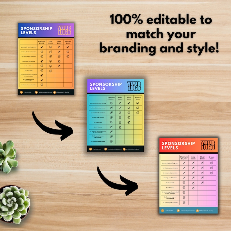 SPONSORSHIP LEVEL OVERVIEW Template - Canva Template, Editable ...