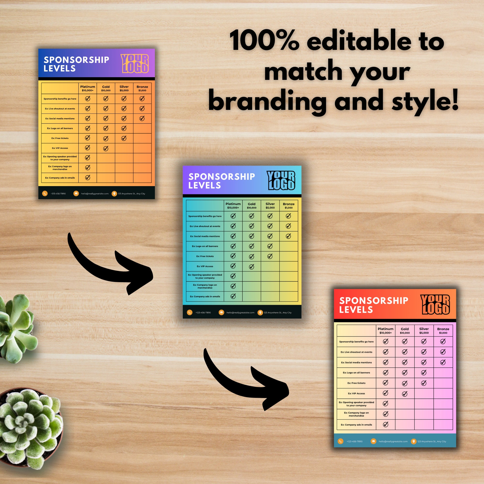 SPONSORSHIP LEVEL OVERVIEW Template - Canva Template, Editable ...