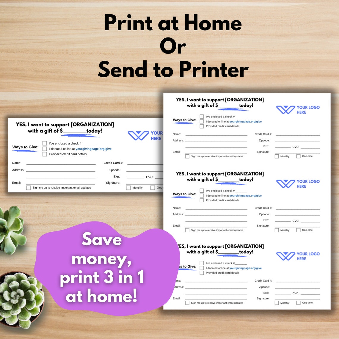 DONATION REPLY CARD Editable Canva Template Nonprofit Reply - Etsy