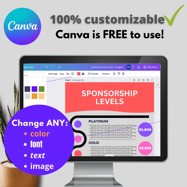 SPONSORSHIP LEVEL OVERVIEW Template - Canva Template, Editable ...