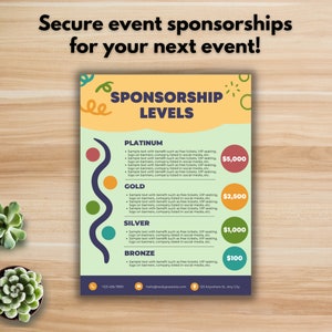 SPONSORSHIP LEVEL OVERVIEW Template - Canva Template, Editable, Corporate Sponsor, Fundraising ...