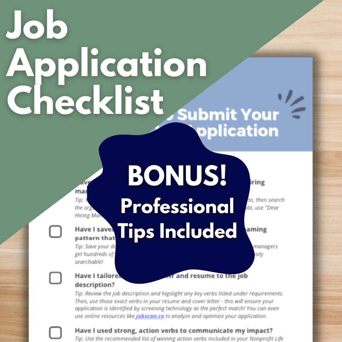 JOB APPLICATION CHECKLIST Printable, Nonprofit Job Application ...