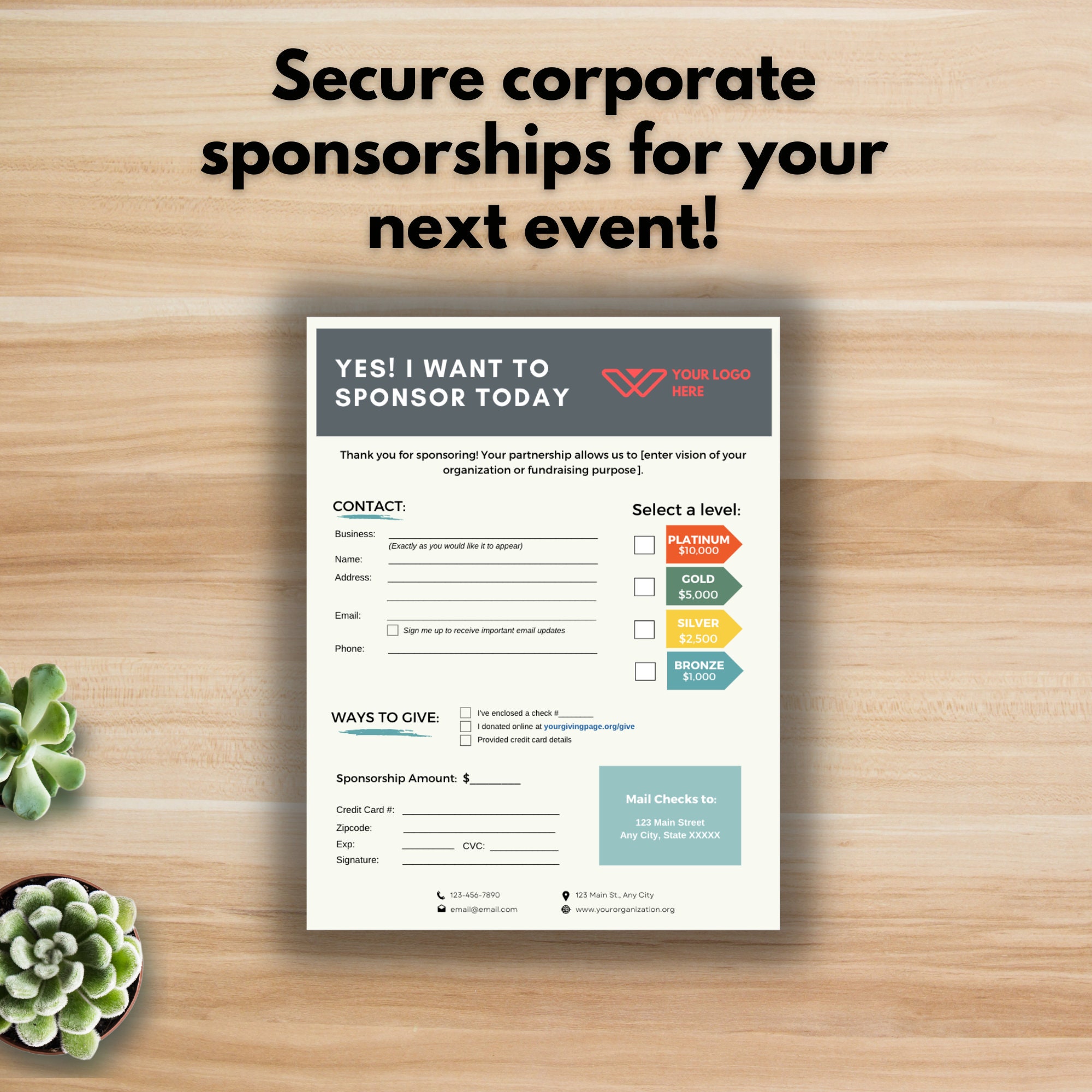 CUSTOM EVENT SPONSOR Reply Card - Customized, Corporate Sponsor, Event ...