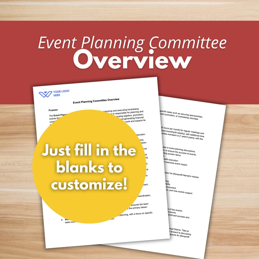 Nonprofit Event Planning Committee Overview Template (google Docs) - Etsy