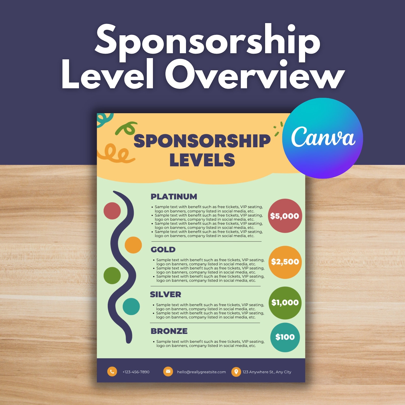 SPONSORSHIP LEVEL OVERVIEW Template - Canva Template, Editable ...