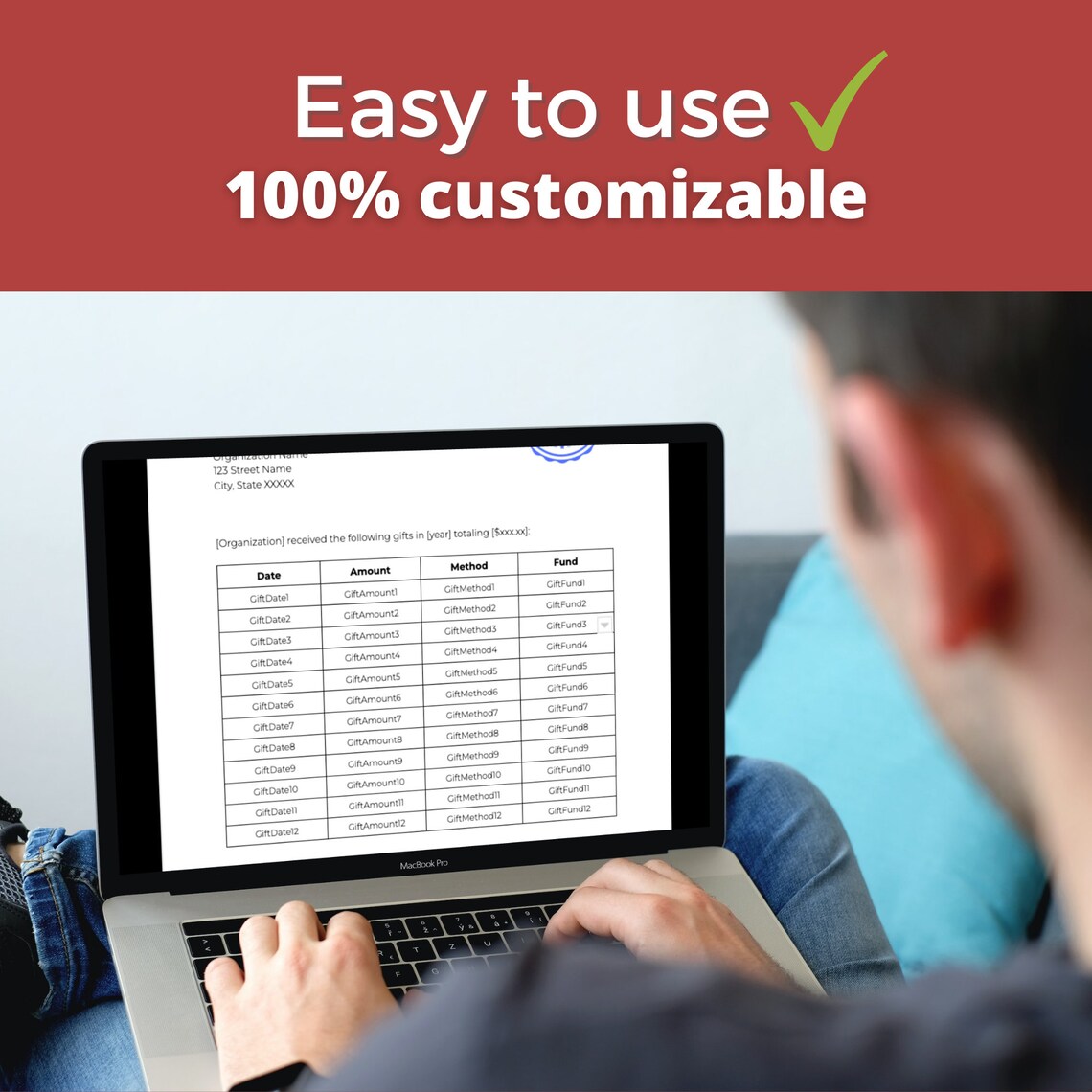 YEAR END RECEIPT Template - Nonprofit Template, Donor Acknowledgement ...