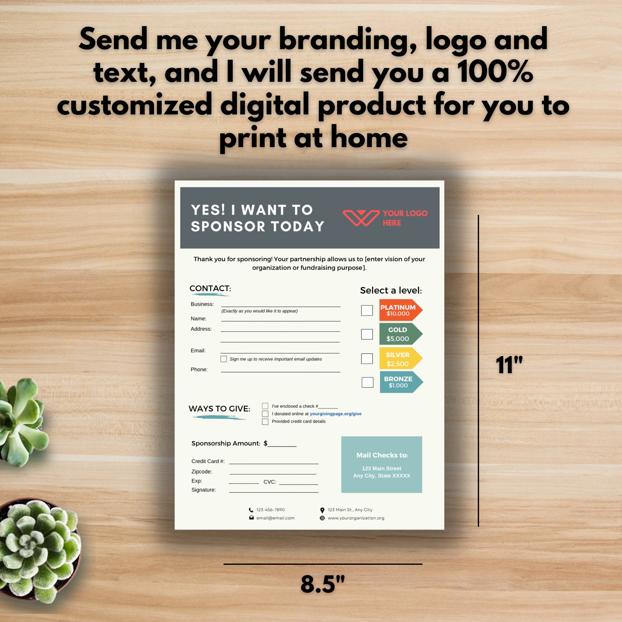 CUSTOM EVENT SPONSOR Reply Card - Customized, Corporate Sponsor, Event ...