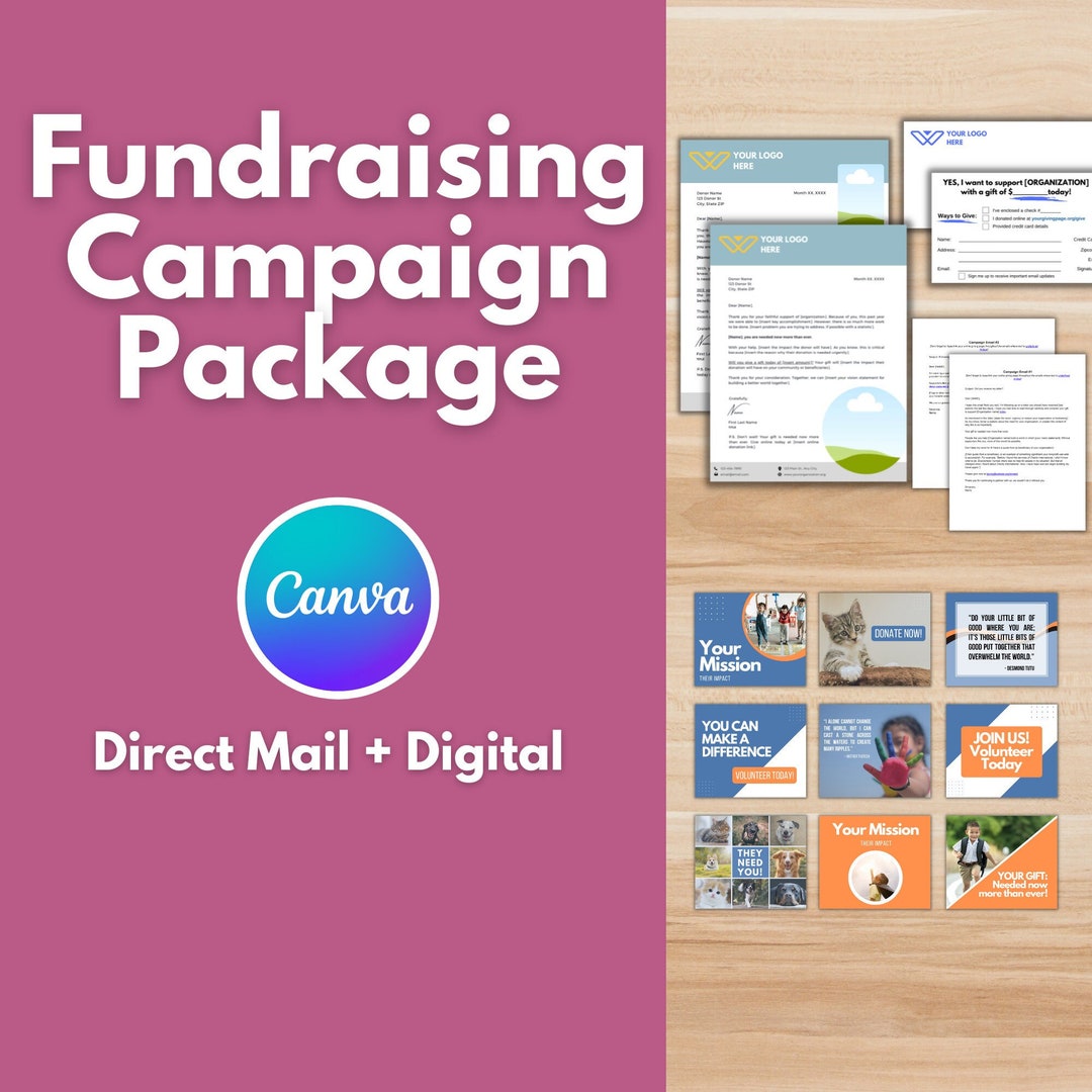 FUNDRAISING CAMPAIGN PACKAGE Nonprofit Fundraising, Canva Template ...