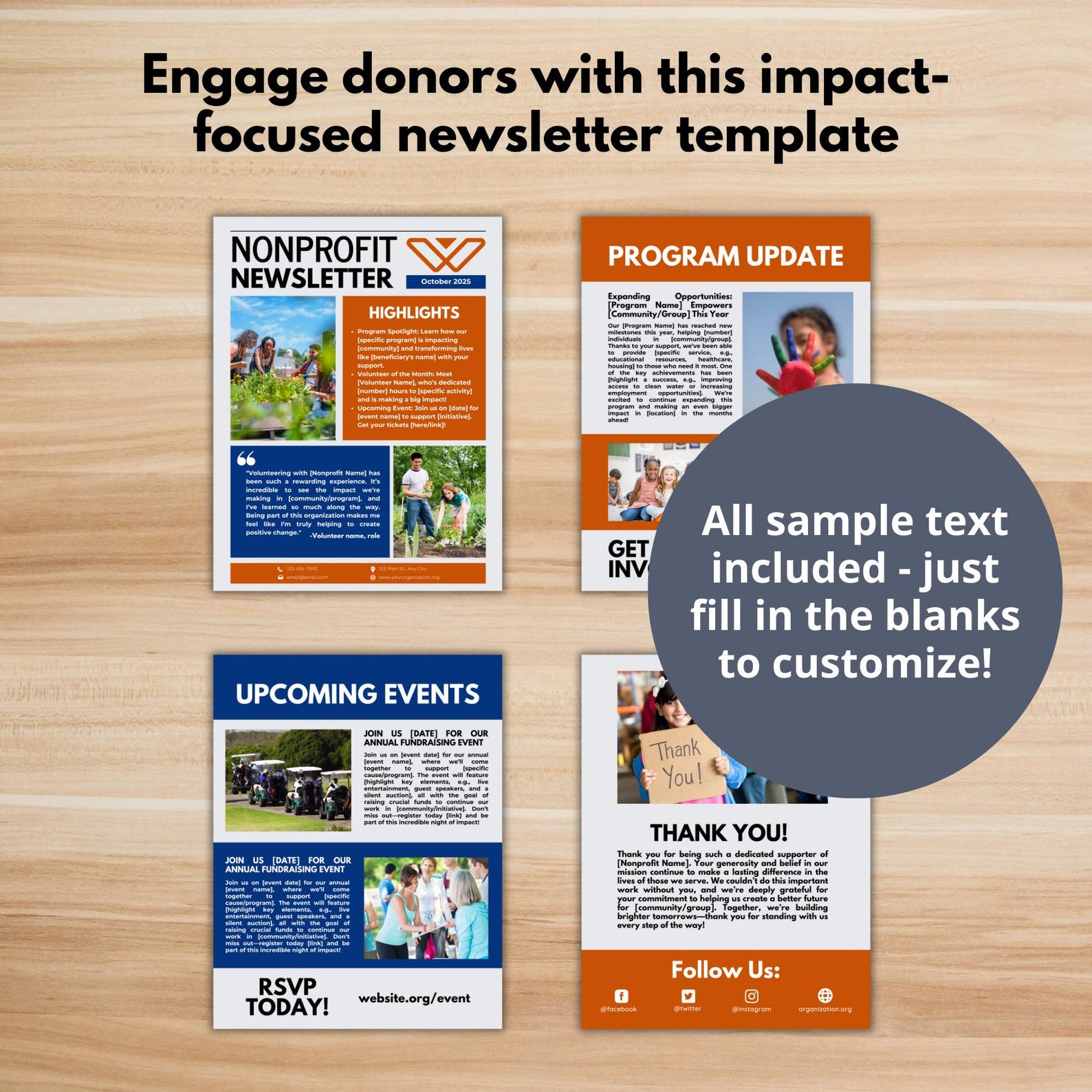 Nonprofit Newsletter Template - Editable Canva Layout (digital Download ...