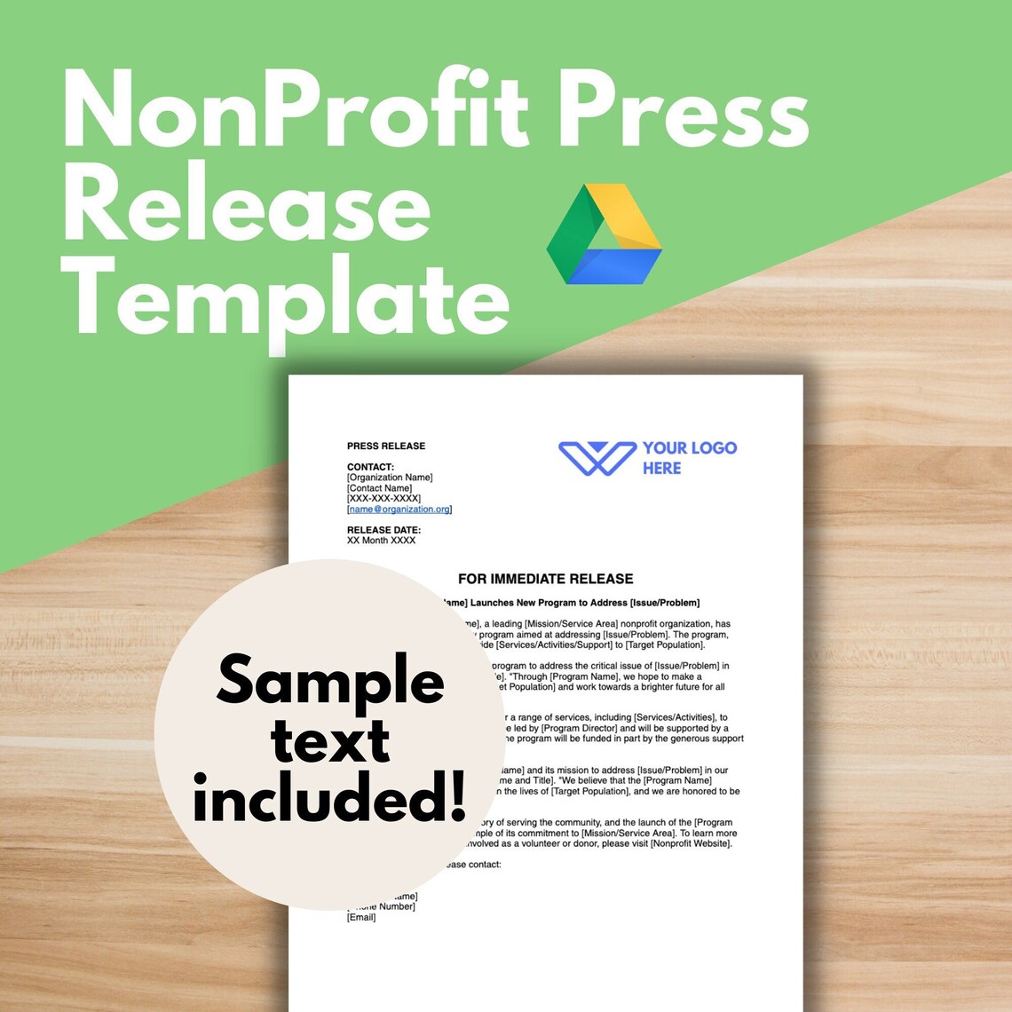 NONPROFIT PRESS RELEASE Template Charity Press Release, Nonprofit ...