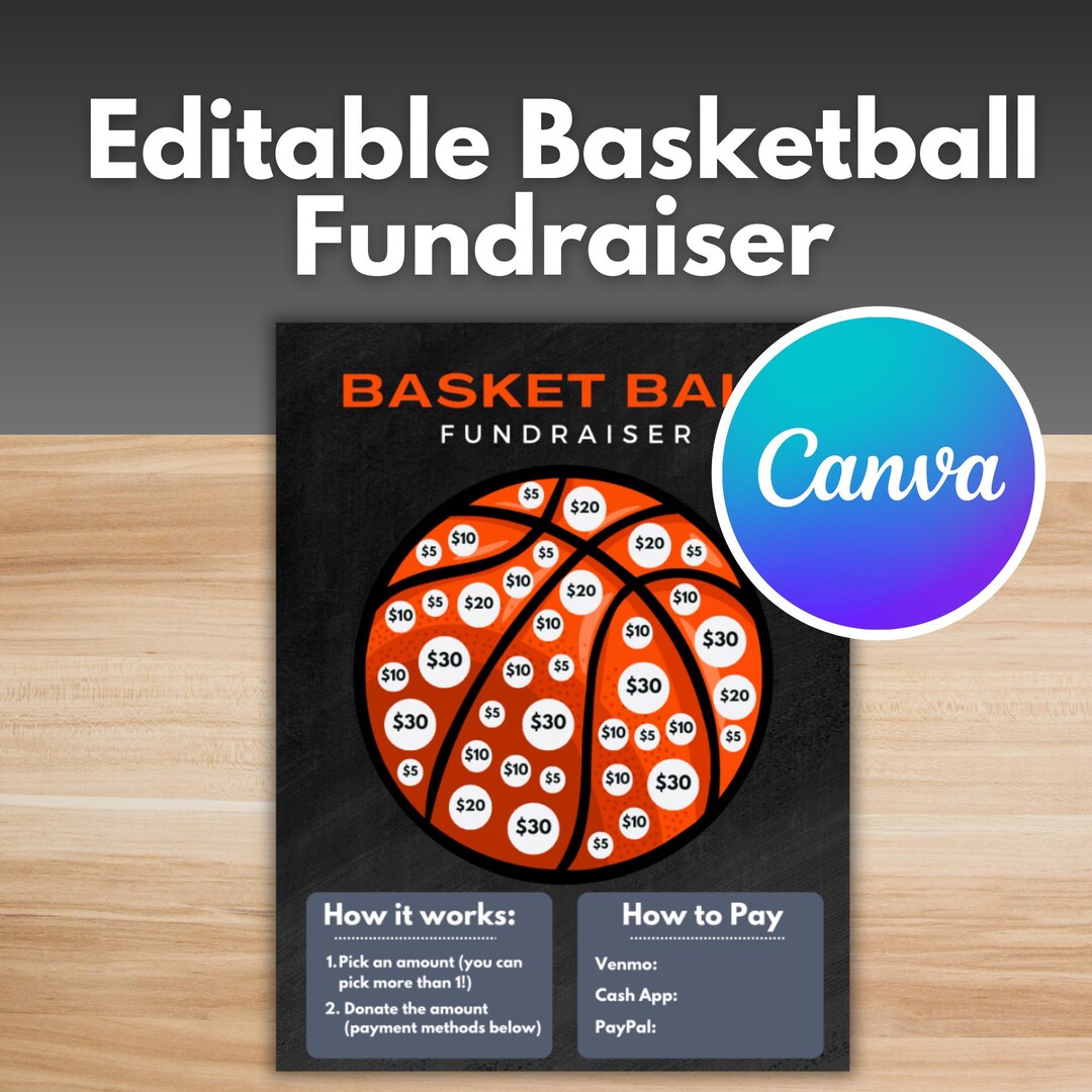 BASKETBALL FUNDRAISER TEMPLATE - Editable Canva Template, Donation ...