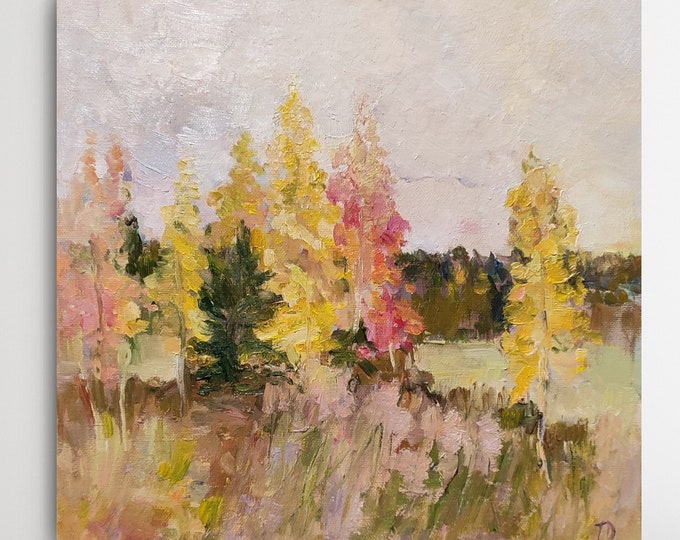 Birch Tree Art, Original Oil Painting on Canvas, Countryside Painting ...