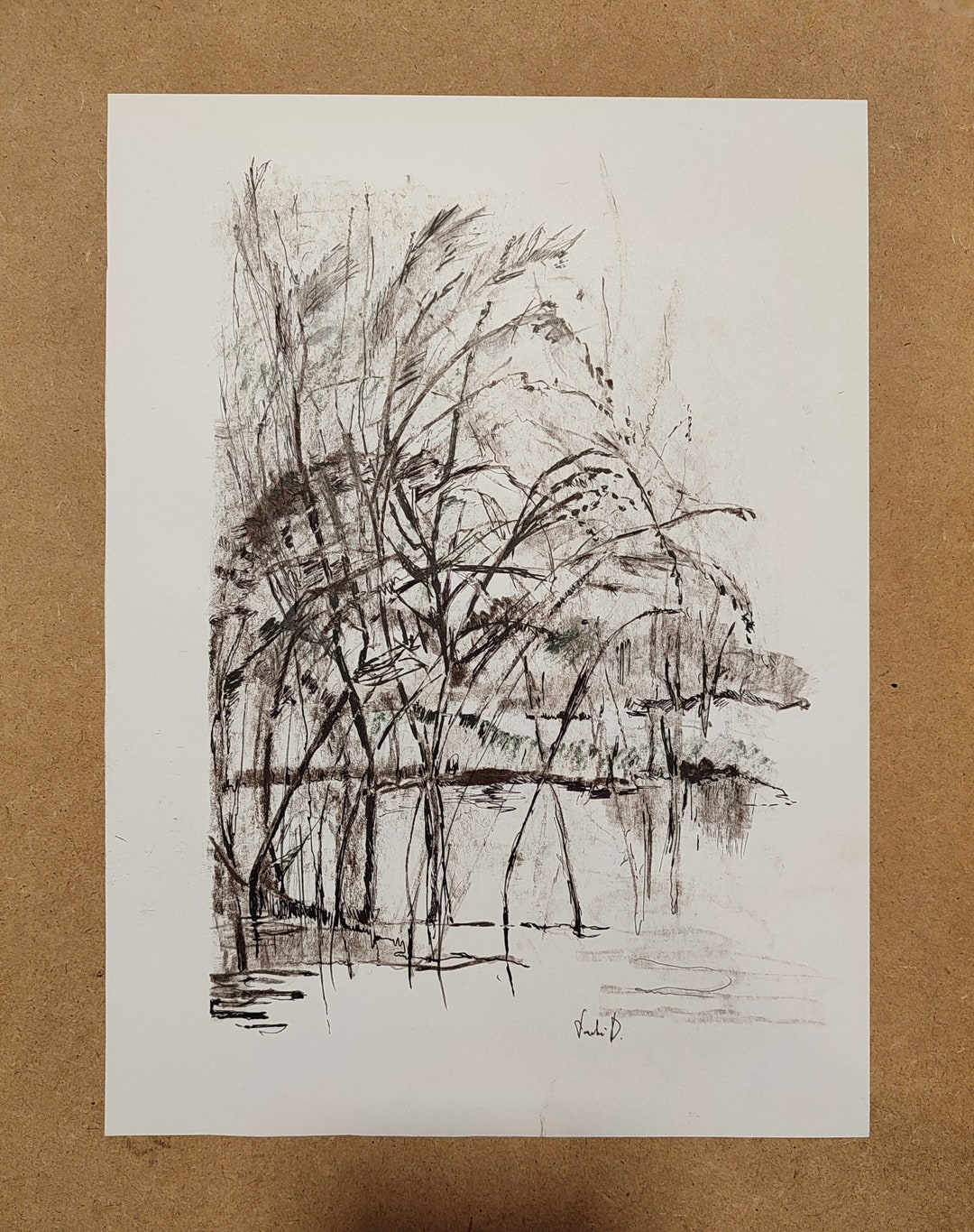 Original Pencil Sketch, One Line Drawing, Ink Drawing Tree. Small ...