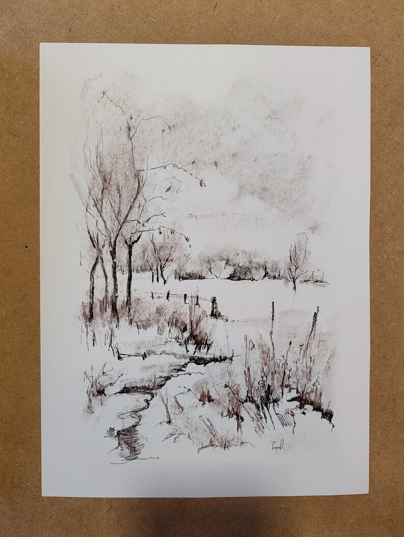 Original Pencil Sketch, Ink Drawing Tree, Modern Line Drawing. Small ...